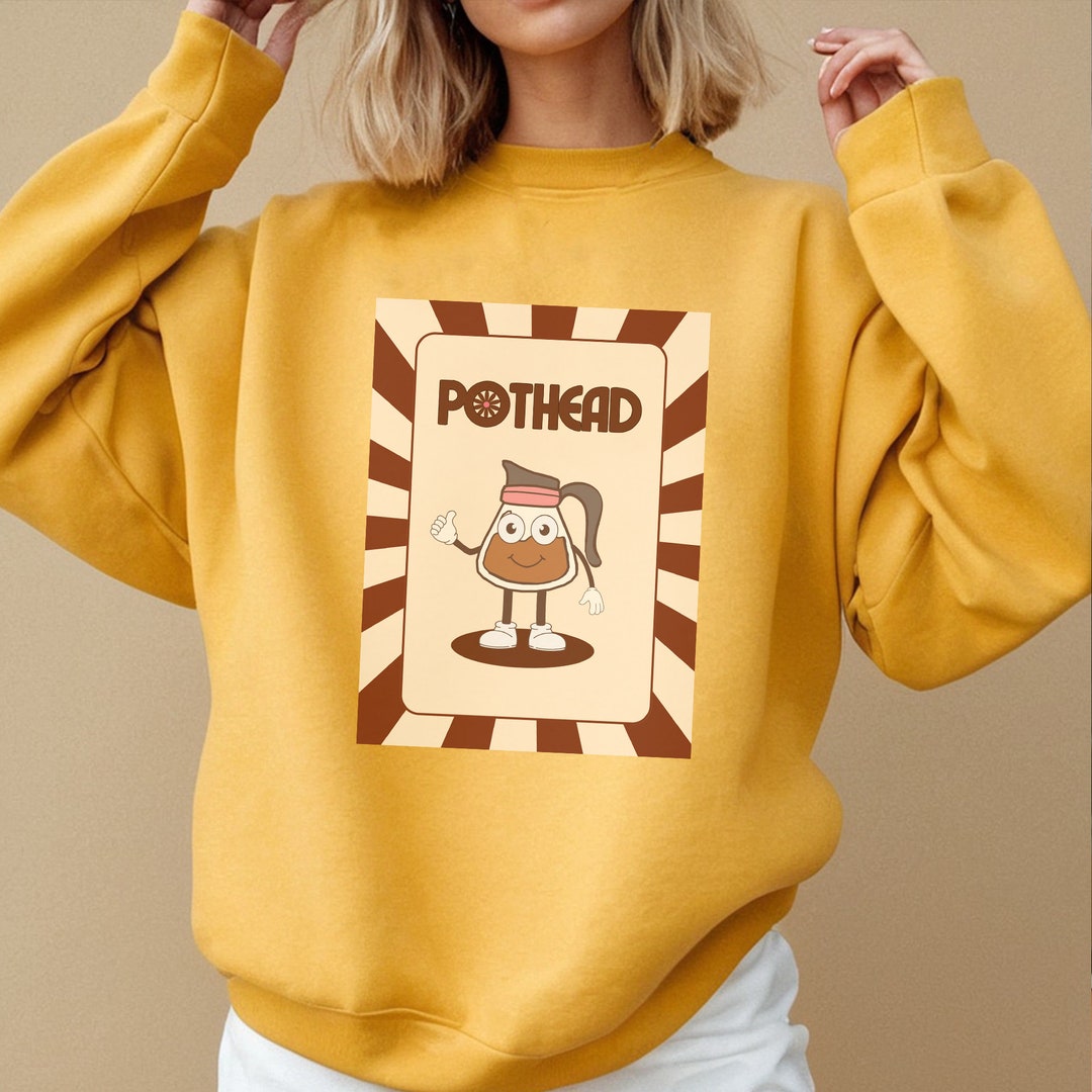 Pothead Coffee Pot Graphic Sweatshirt, Retro Y2K Fashion - Etsy