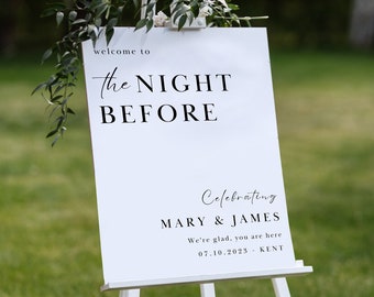 The Night Before Welcome Sign Template, Rehearsal Dinner Welcome Sign ...