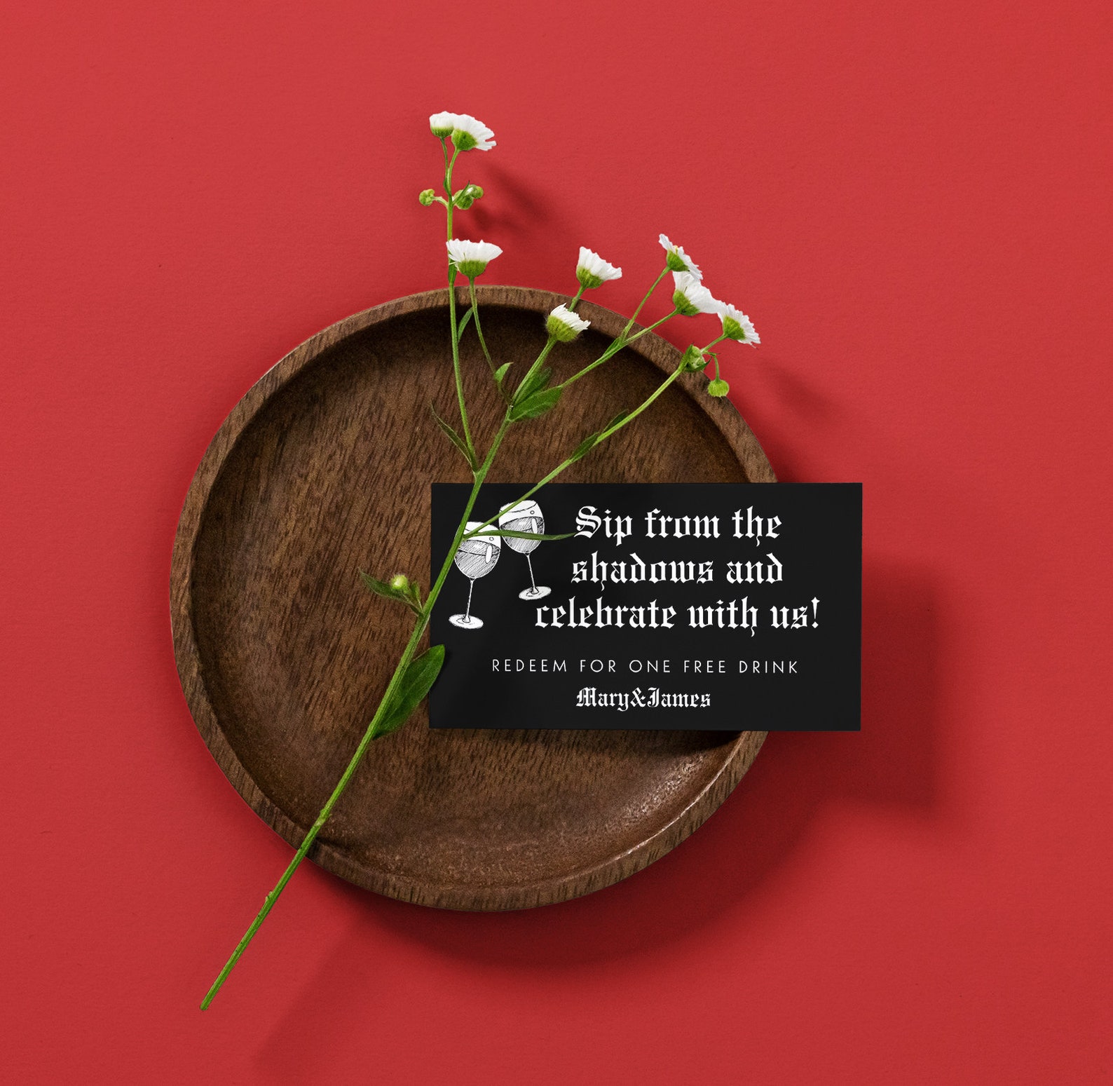 Gothic Wedding Drink Ticket Modern Wedding Drink Ticket Sip - Etsy