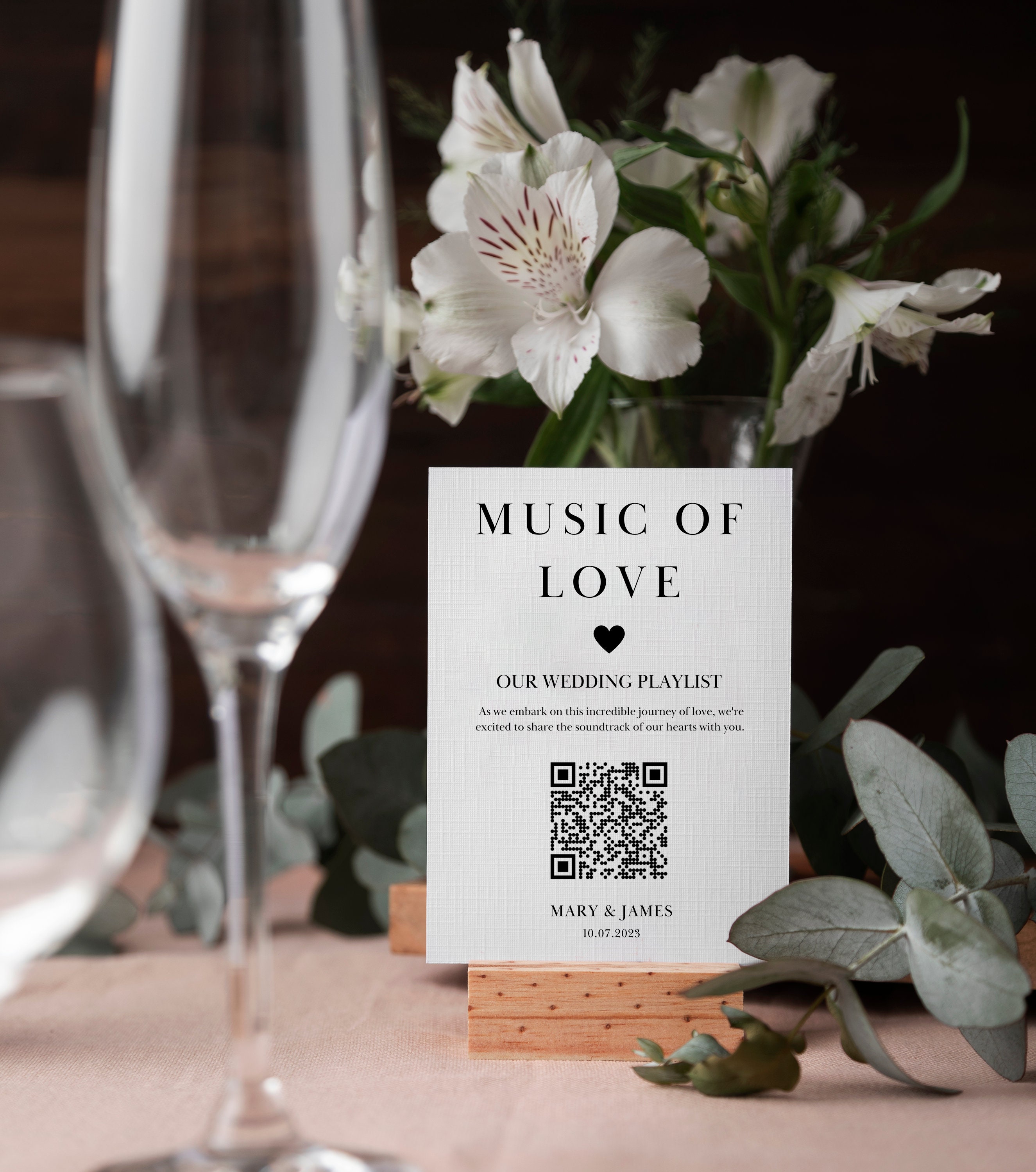 Share the Music of Love QR Code Wedding Sign, Minimal Wedding Sign ...