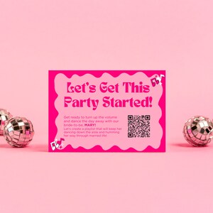 Hens Wavy Border Music QR Code Card, Create Playlist Card, Bridesmaids ...