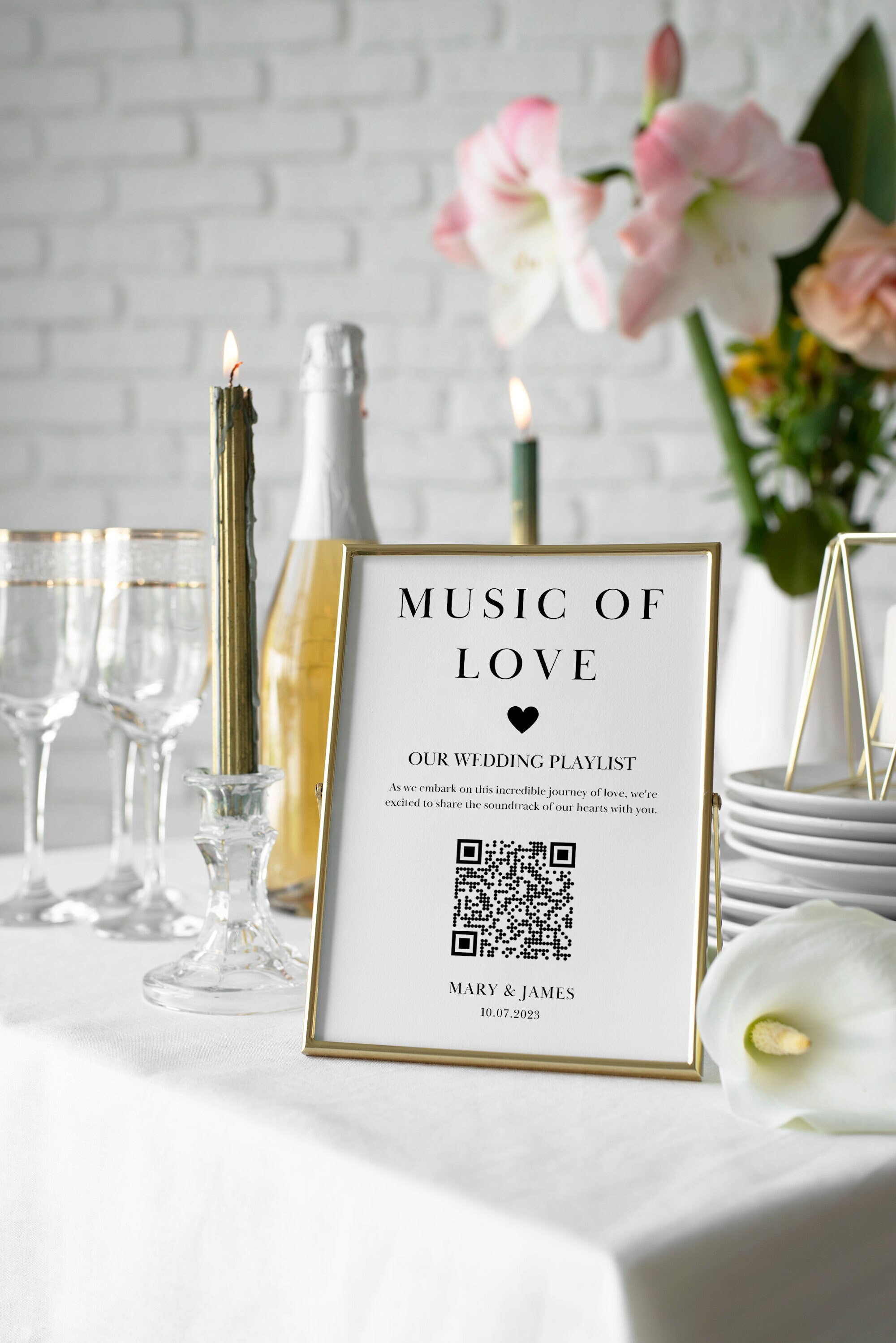 Share the Music of Love QR Code Wedding Sign, Minimal Wedding Sign ...