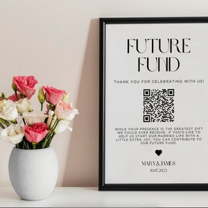 Future Fund QR Code Sign, Wedding Honeymoon Fund Sign, Venmo QR Code ...