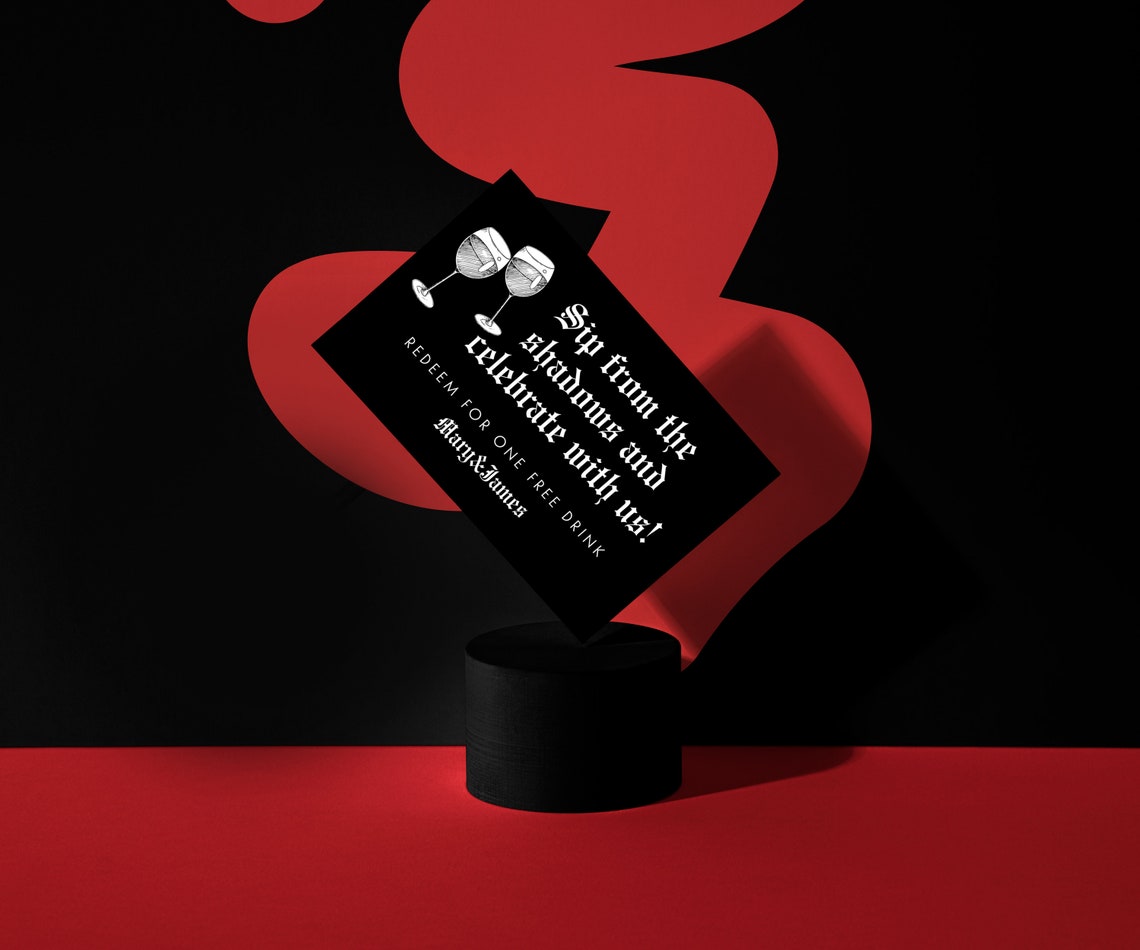 Gothic Wedding Drink Ticket, Modern Wedding Drink Ticket, Sip From the ...