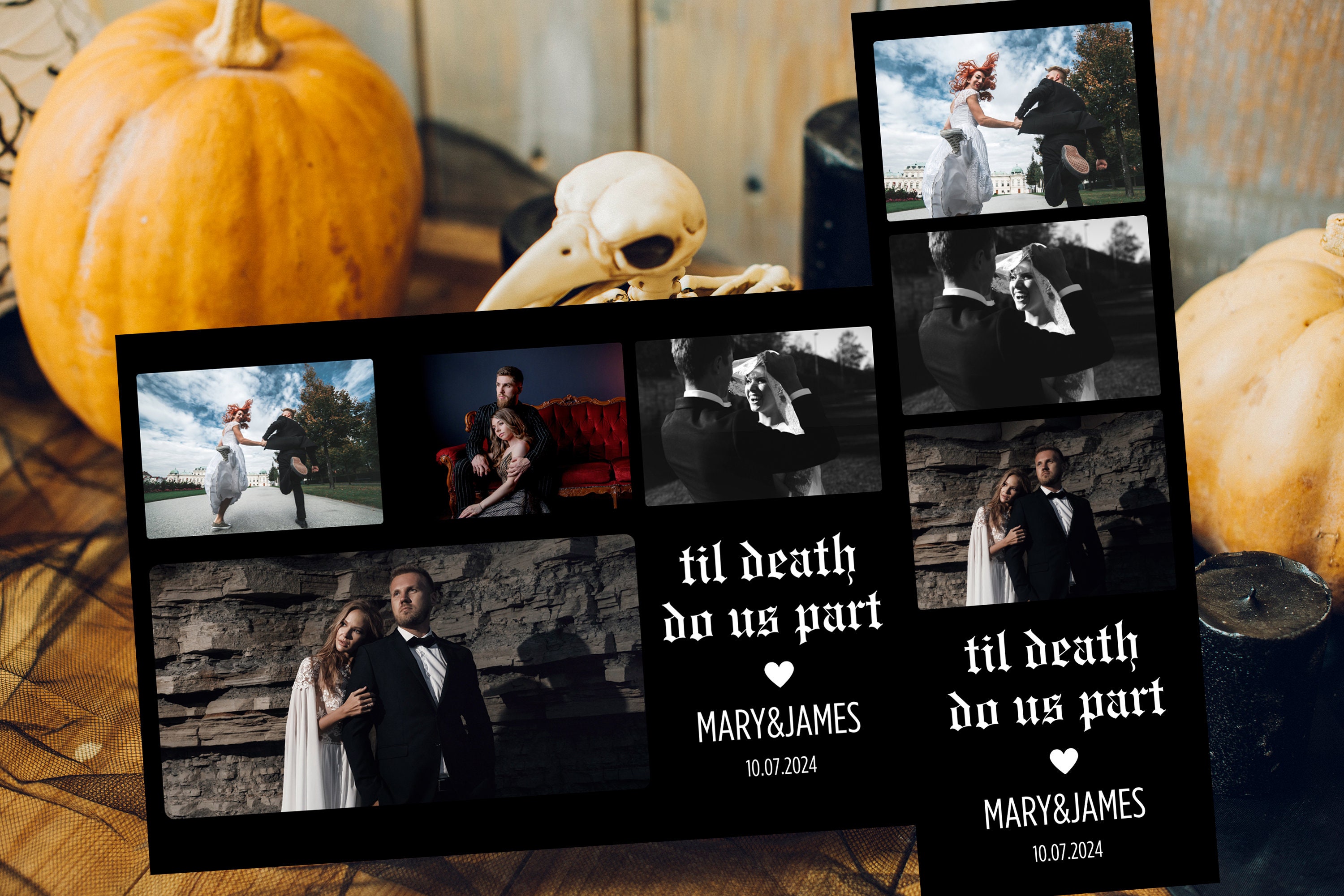 Til Death Do Us Part Wedding Photo Booth Card, Halloween Wedding Photo ...