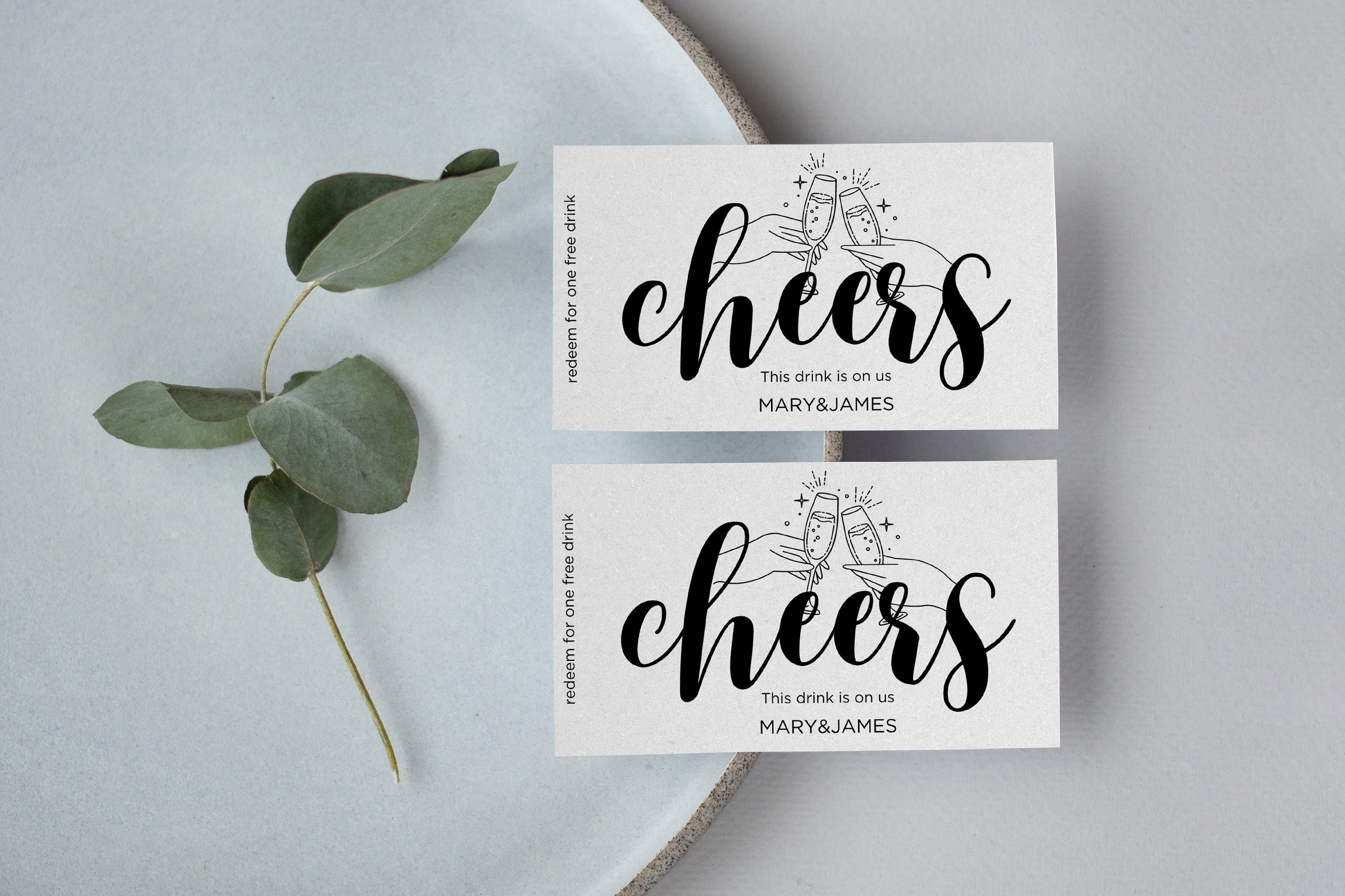 Cheers Drink Ticket Template, Modern Wedding Drink Ticket Template ...