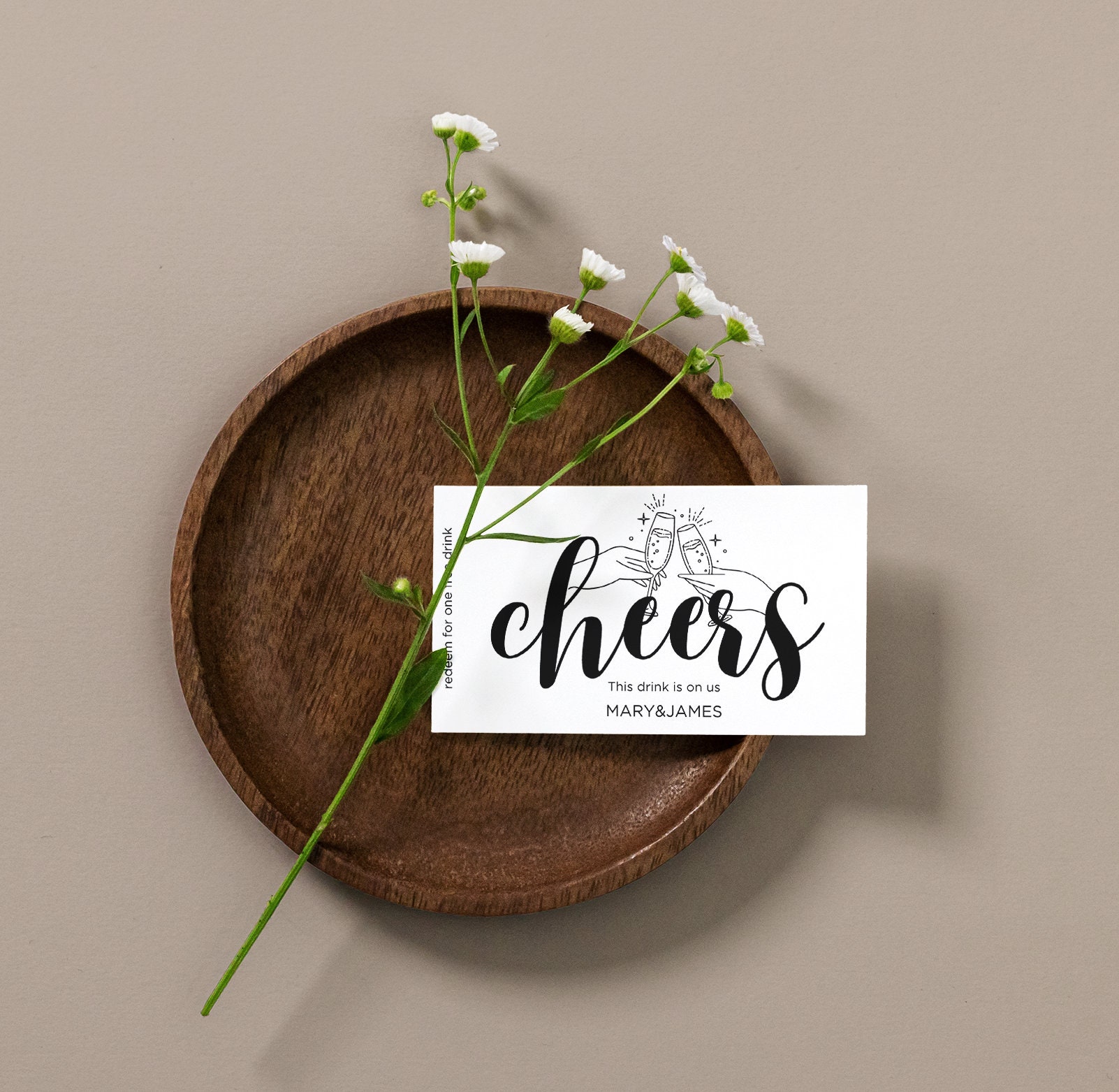 Cheers Drink Ticket Template, Modern Wedding Drink Ticket Template ...