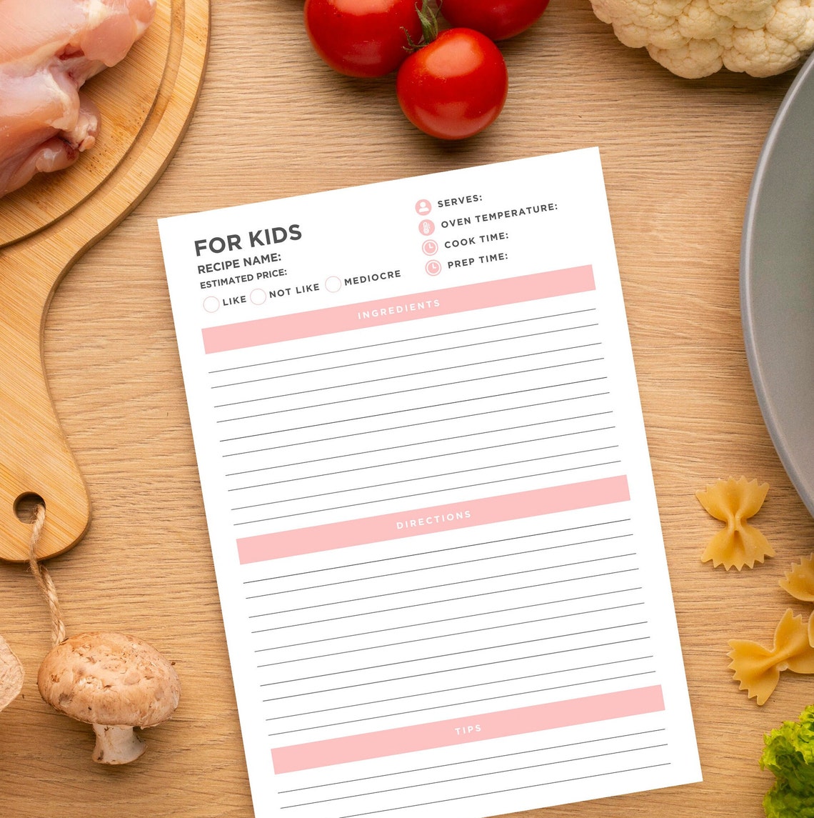 Editable Recipe Book Template, Customize Cook Book Template, Printable ...