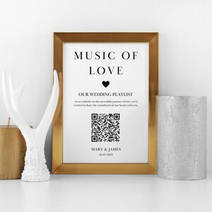 Share the Music of Love QR Code Wedding Sign, Minimal Wedding Sign ...