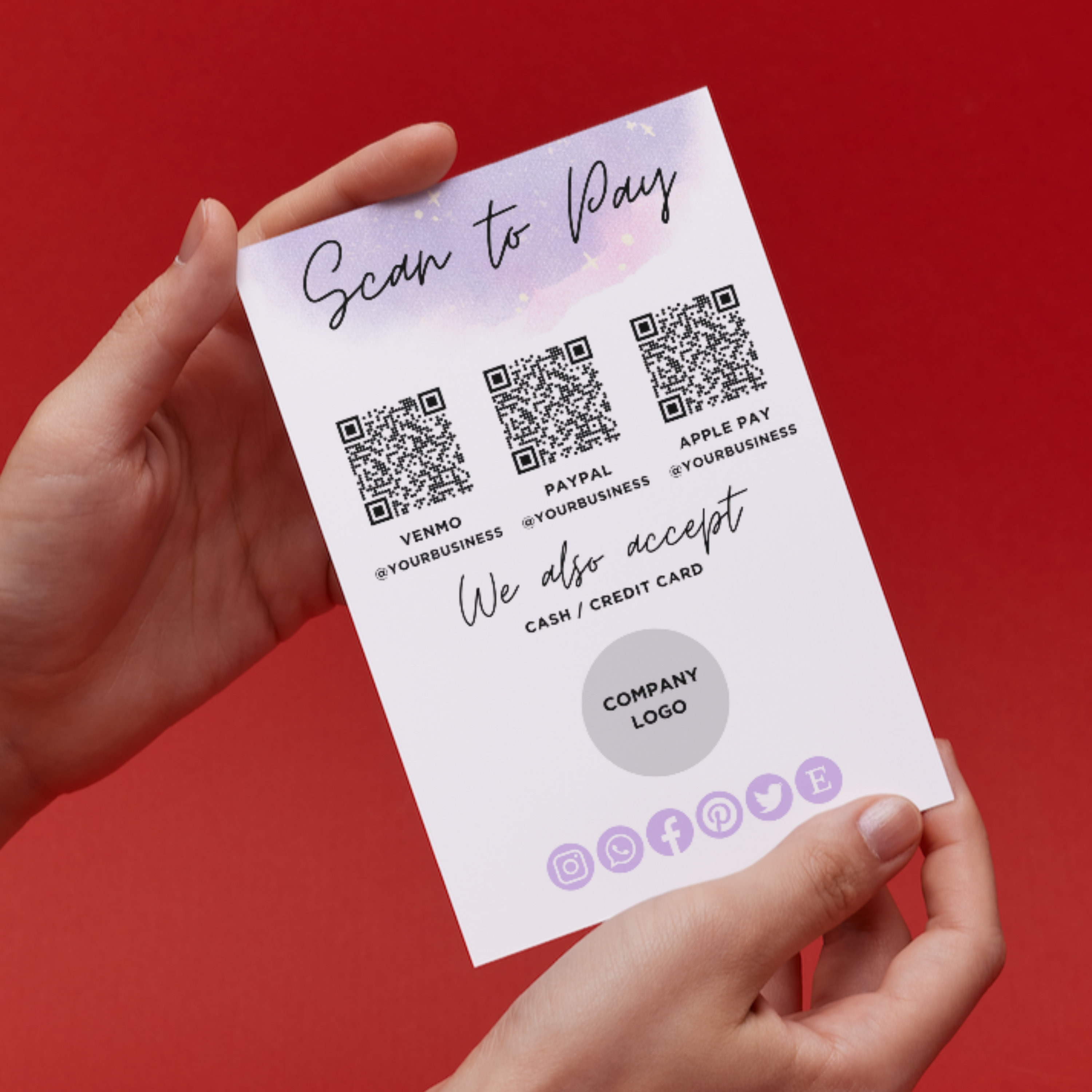 Small Business Scan to Pay Craft Show Template, Payment Sign, Scan to ...