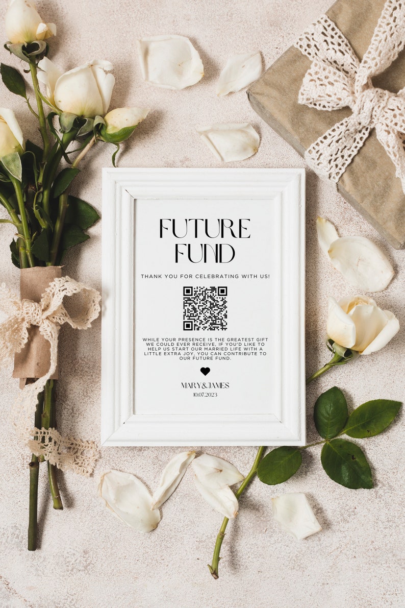 Future Fund QR Code Sign, Wedding Honeymoon Fund Sign, Venmo QR Code ...