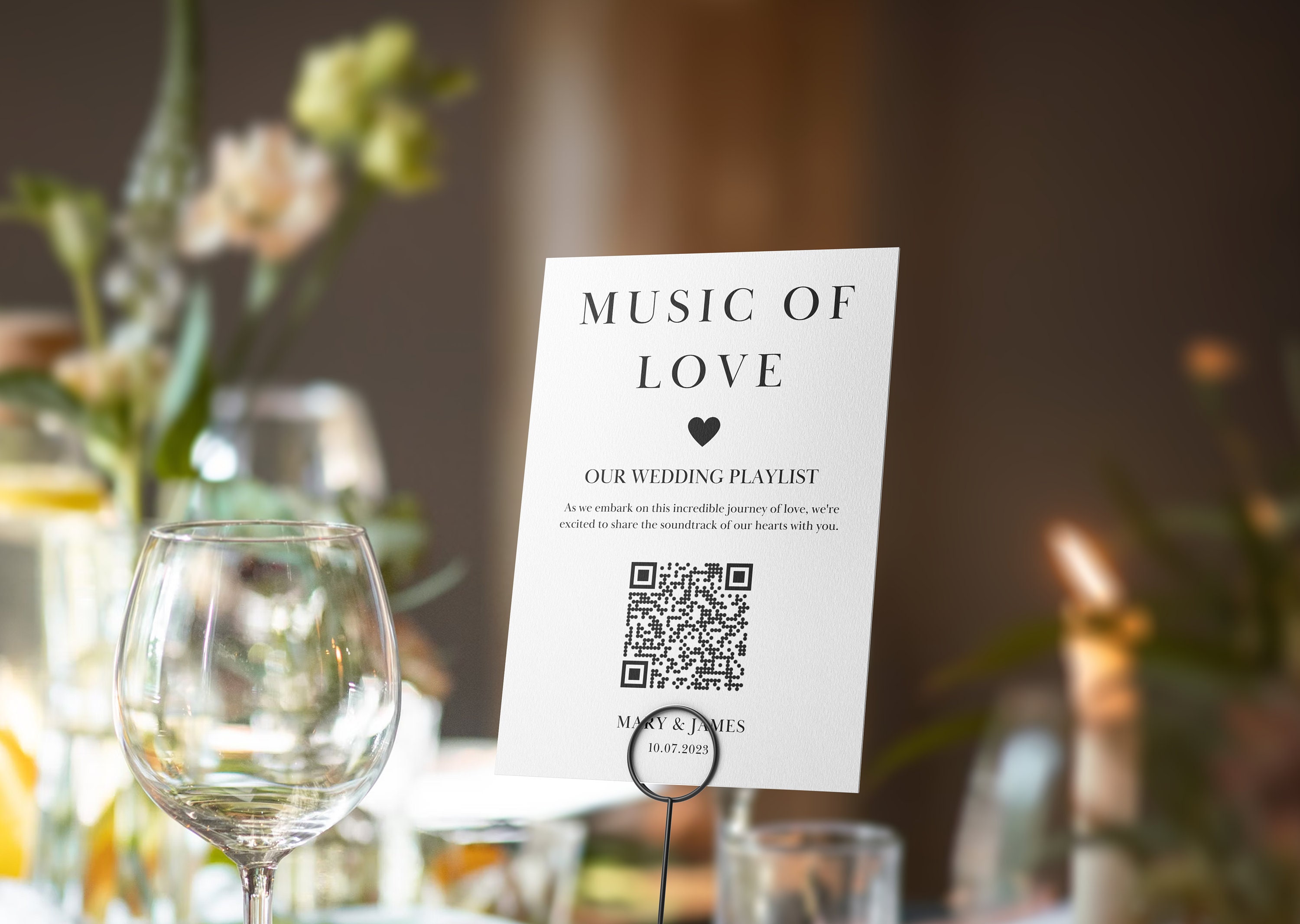Share the Music of Love QR Code Wedding Sign, Minimal Wedding Sign ...