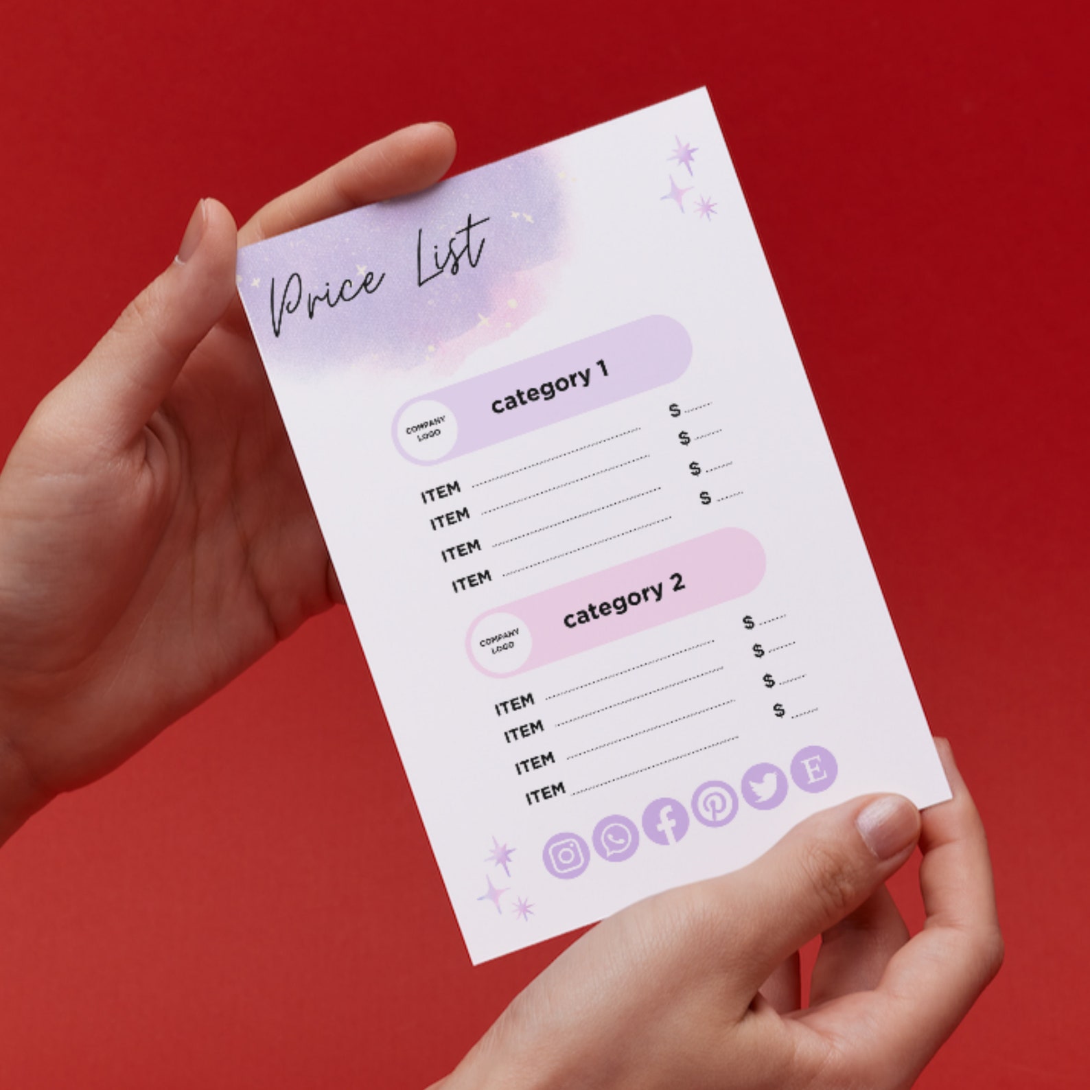 Small Business Price List Template, Editable Price List Template, Craft ...