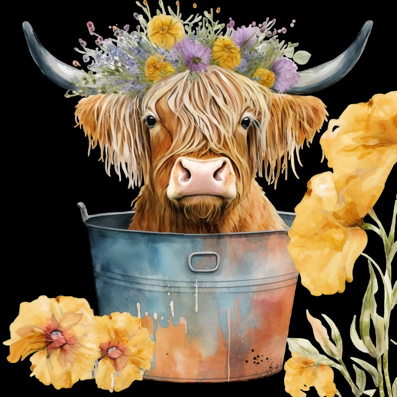 Highland Cow Clipart Mega Pack, Farm Animals, PNG, Instant Download ...