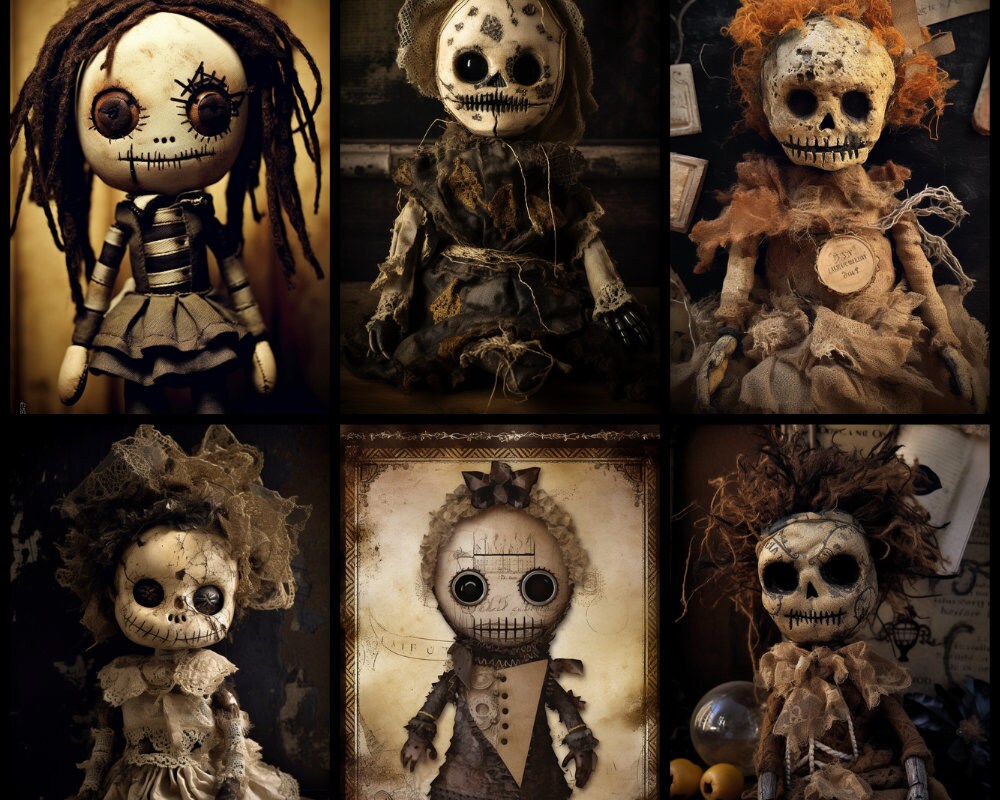 Horror Junk Journal Bundle, 53 Rag Doll Scary Illustrations Occult ...
