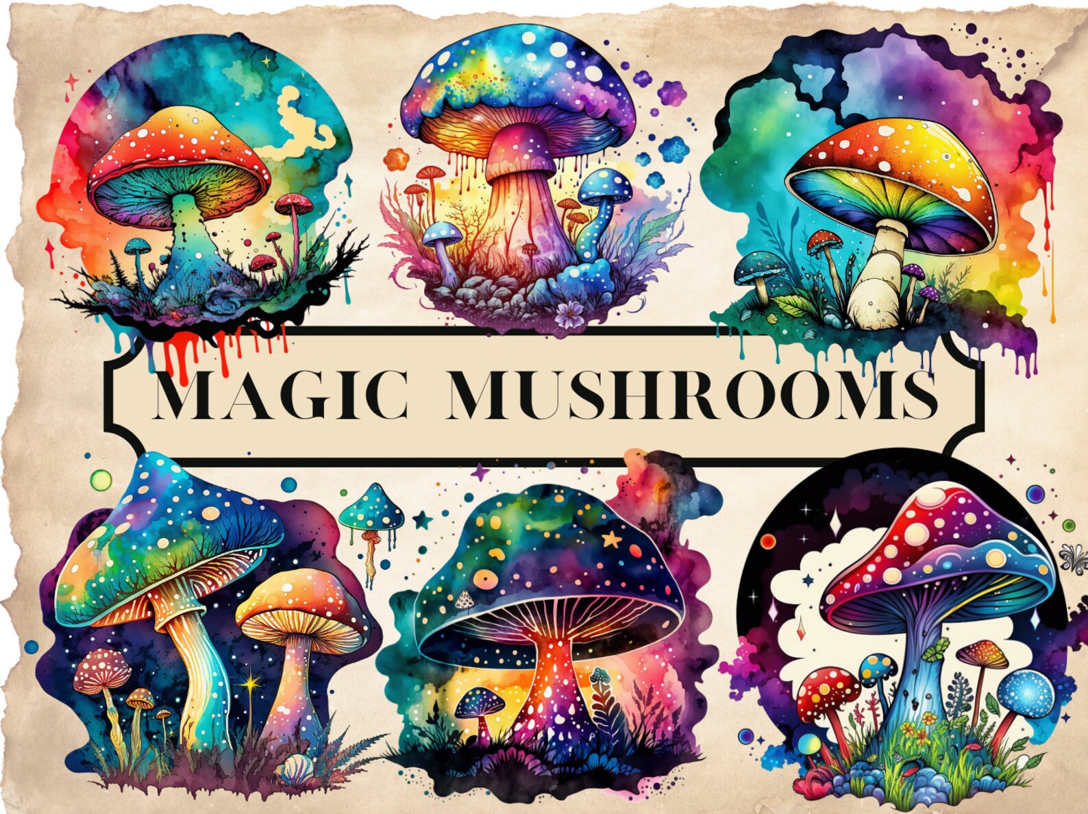 Mystical Mushroom Clipart Bundle Junk Journal Watercolor Mushrooms SVG ...