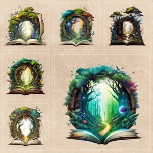 Fantasy Books Portal Clipart, Open Book Clip Art, Book Bundle PNG ...