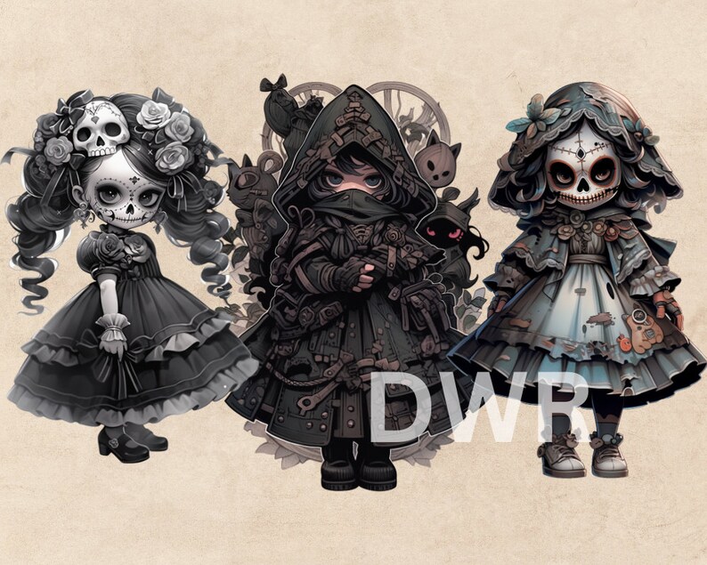 Gothic Witches Watercolor Clipart Bundle 22 PNG Fairytale Images ...