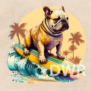 French Bulldog Art, Cool Bulldog Surfing Clipart, French Bulldog Head Bundle, Summer Time, Junk ...