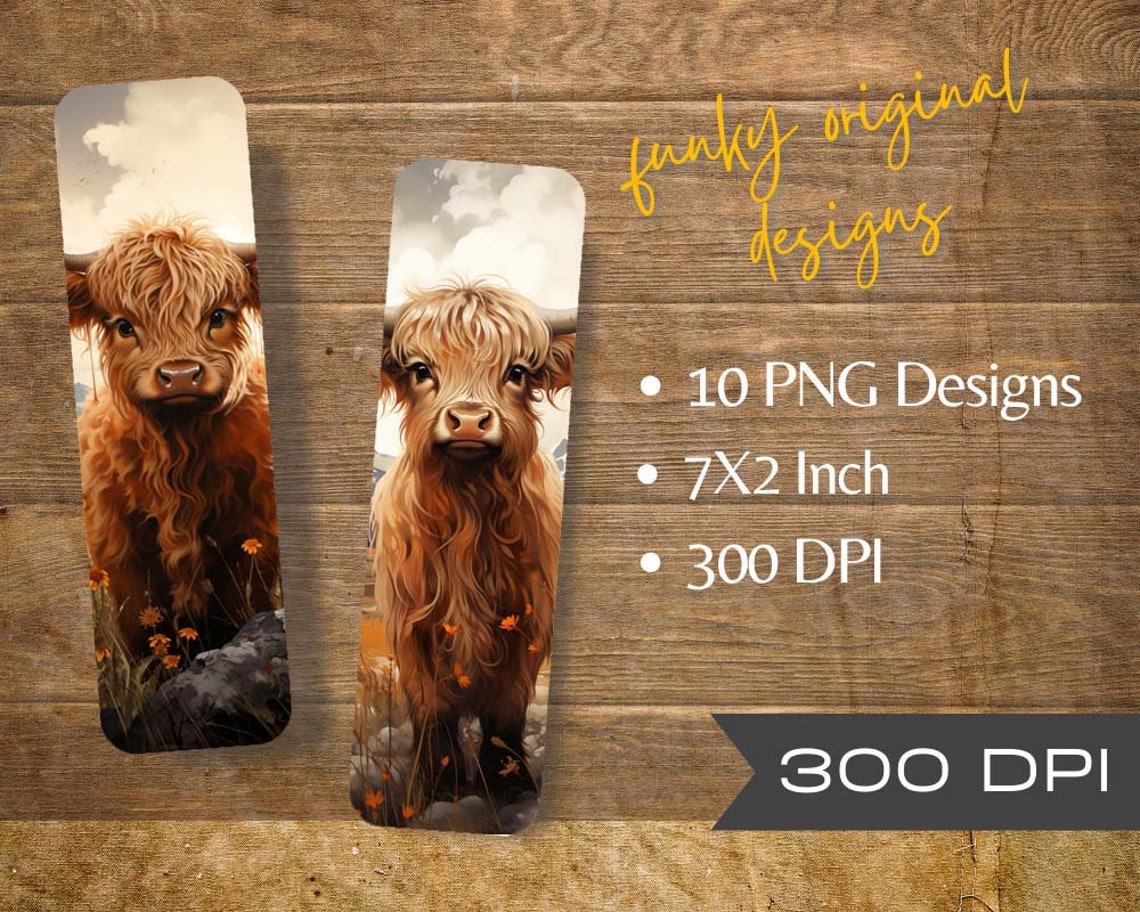 Highland Cow Printable Bookmarks Digital Download JPG PNG - Etsy