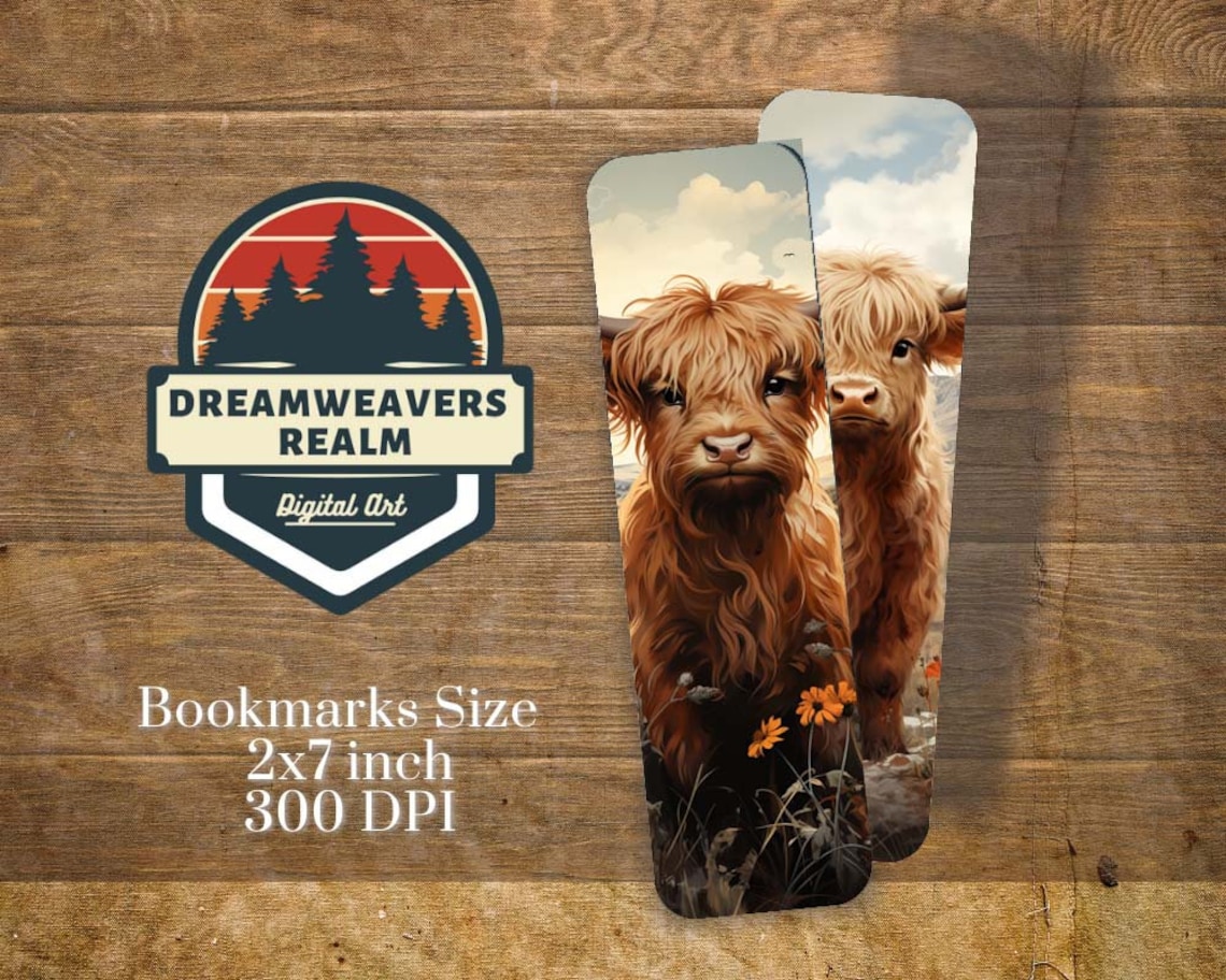 Highland Cow Printable Bookmarks Digital Download JPG PNG - Etsy