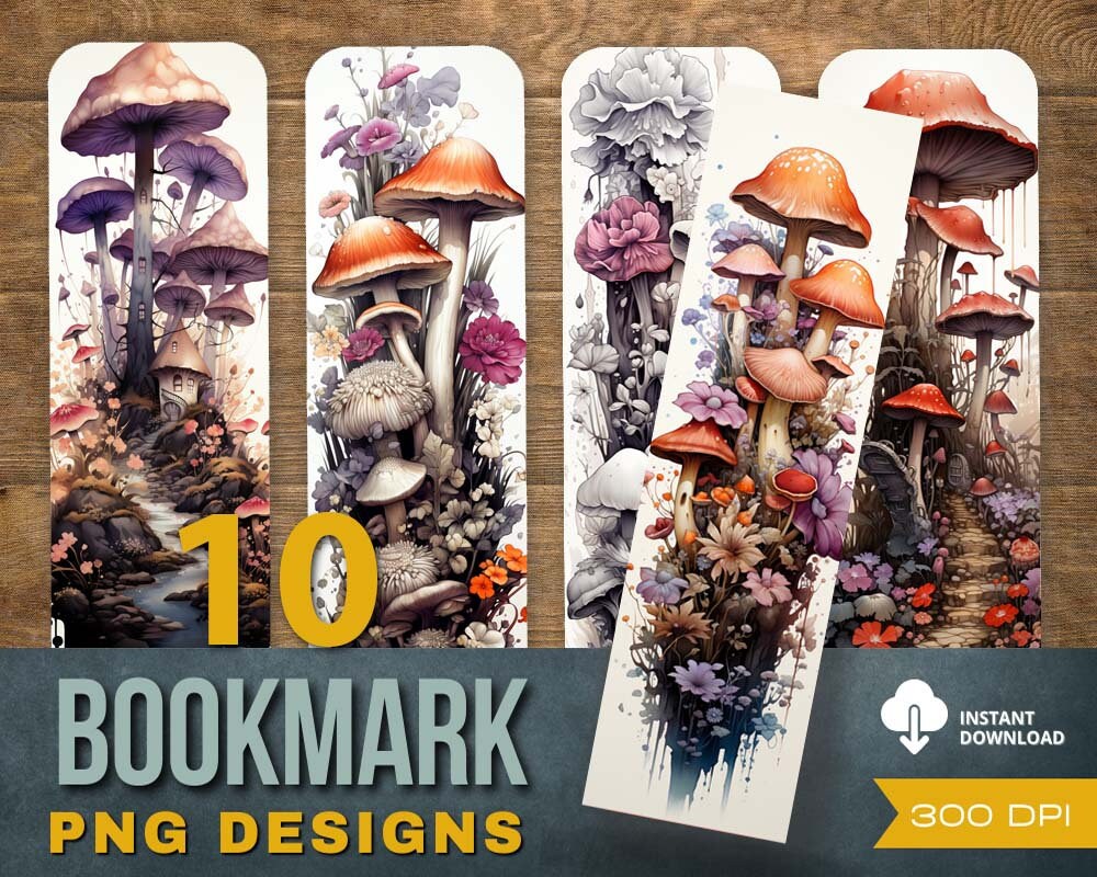 Mushroom Land Printable Bookmarks Digital Download JPG PNG - Etsy