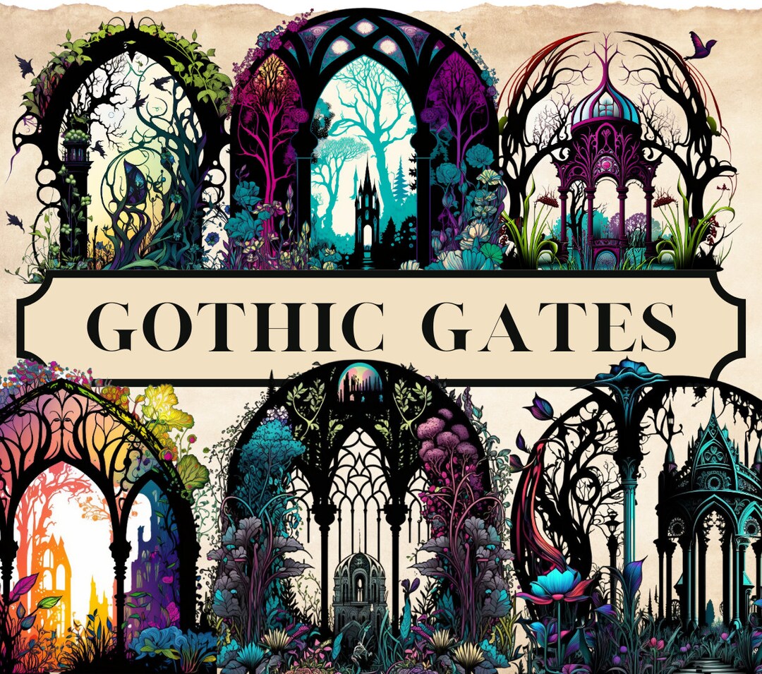 Gothic Gate Watercolor, Junk Journal Garden Gates, Homemade, Digital ...