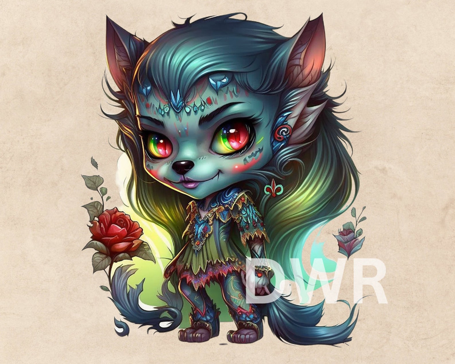 Cute Werewolf Girl Clipart Fantasy Clipart Fairy Wolf Png Pixie Girl ...