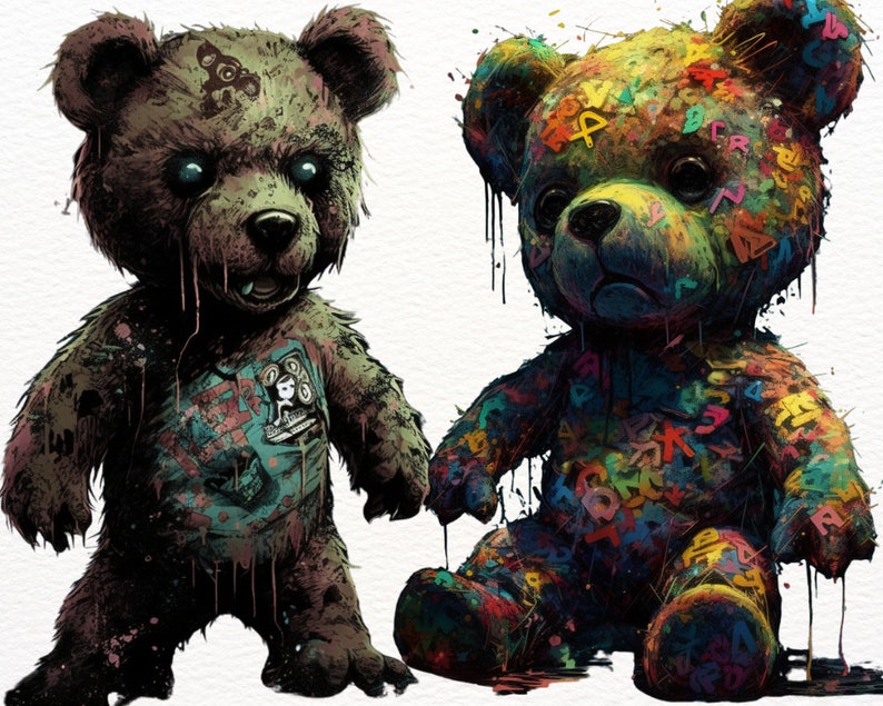 Teddy Bear Junk Journal Clipart Zombie Cute Toy Halloween - Etsy