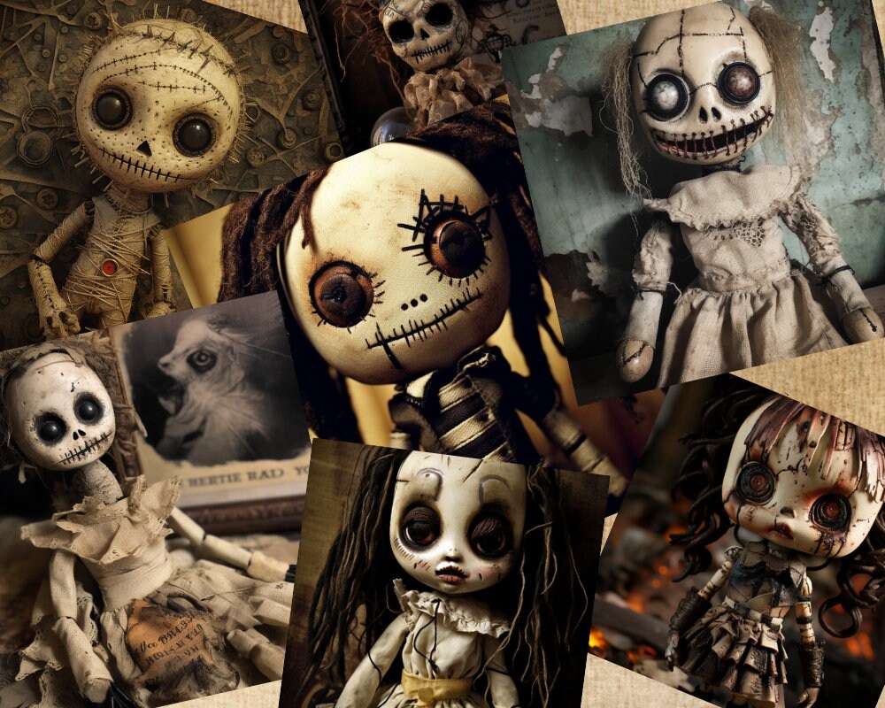 Horror Junk Journal Bundle, 53 Rag Doll Scary Illustrations Occult ...