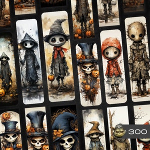 Scary Halloween Printable Bookmarks Digital Download JPG PNG Bookmark ...