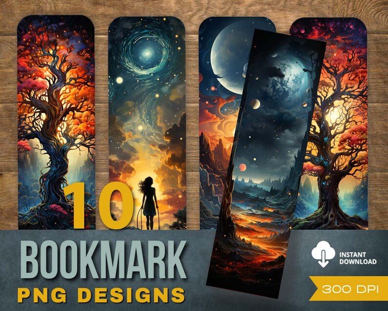 Mystical World Printable Bookmarks Digital Download PNG Bookmark Set ...