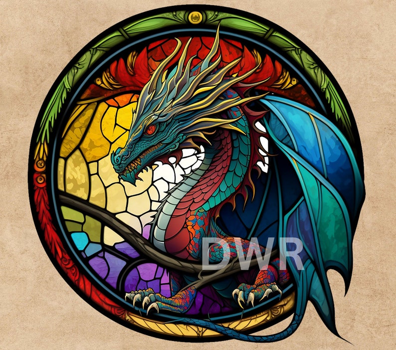 Dragons Stained Glass Window Clipart Bundle 16 Dragon Stained Glass ...