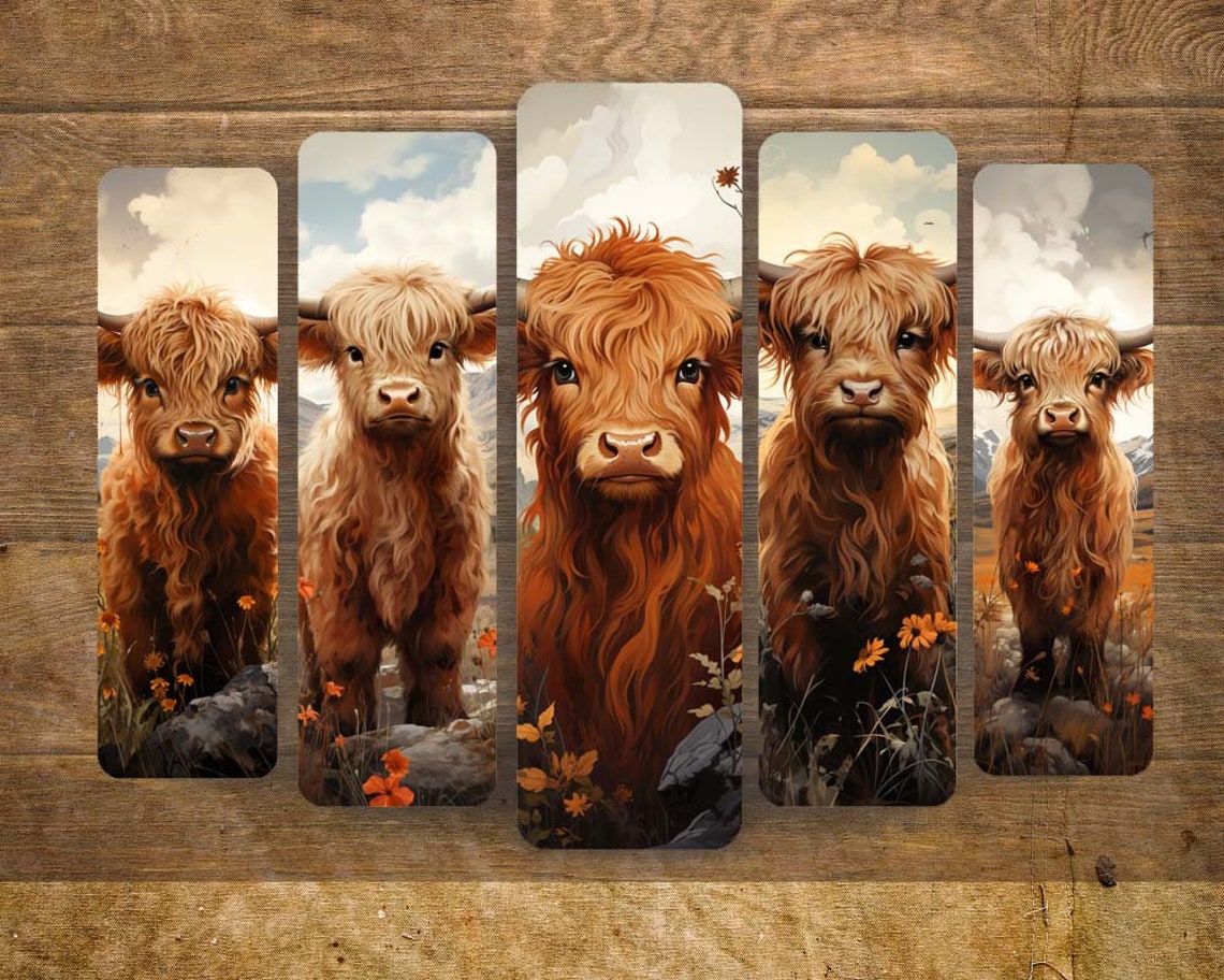 Highland Cow Printable Bookmarks Digital Download JPG PNG - Etsy