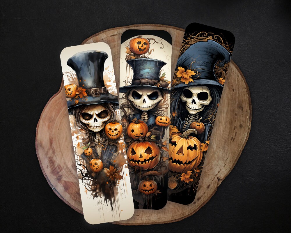 Scary Halloween Printable Bookmarks Digital Download JPG PNG Bookmark ...