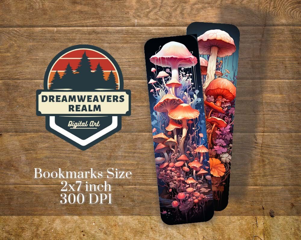Mushroom Land Printable Bookmarks Digital Download JPG PNG - Etsy
