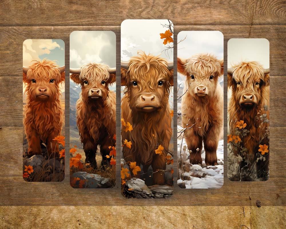 Highland Cow Printable Bookmarks Digital Download JPG PNG Bookmark Set ...