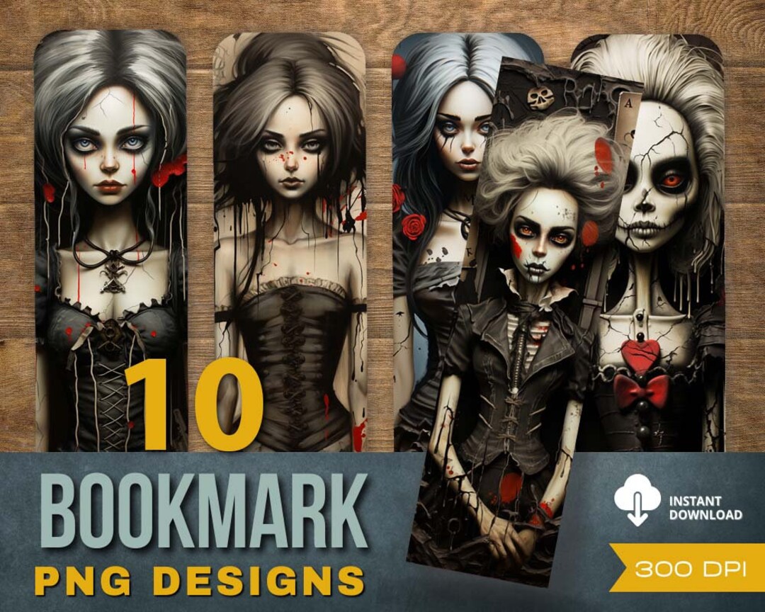 Vampire Printable Bookmarks Digital Download JPG PNG Bookmark Set for ...