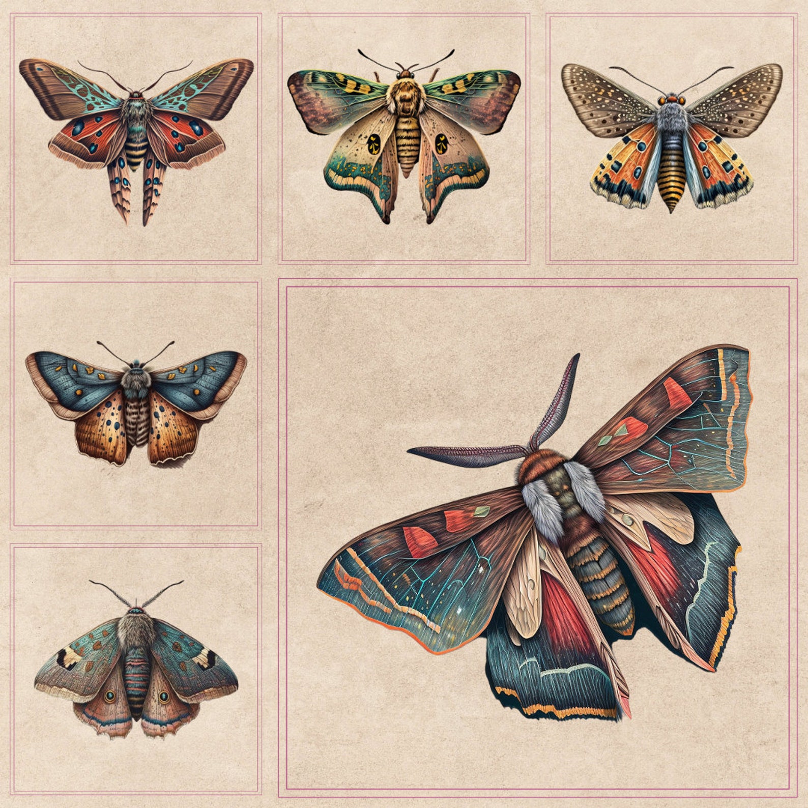 Moth Clipart Digital Moth Illustrations in Png Clip Art Format ...