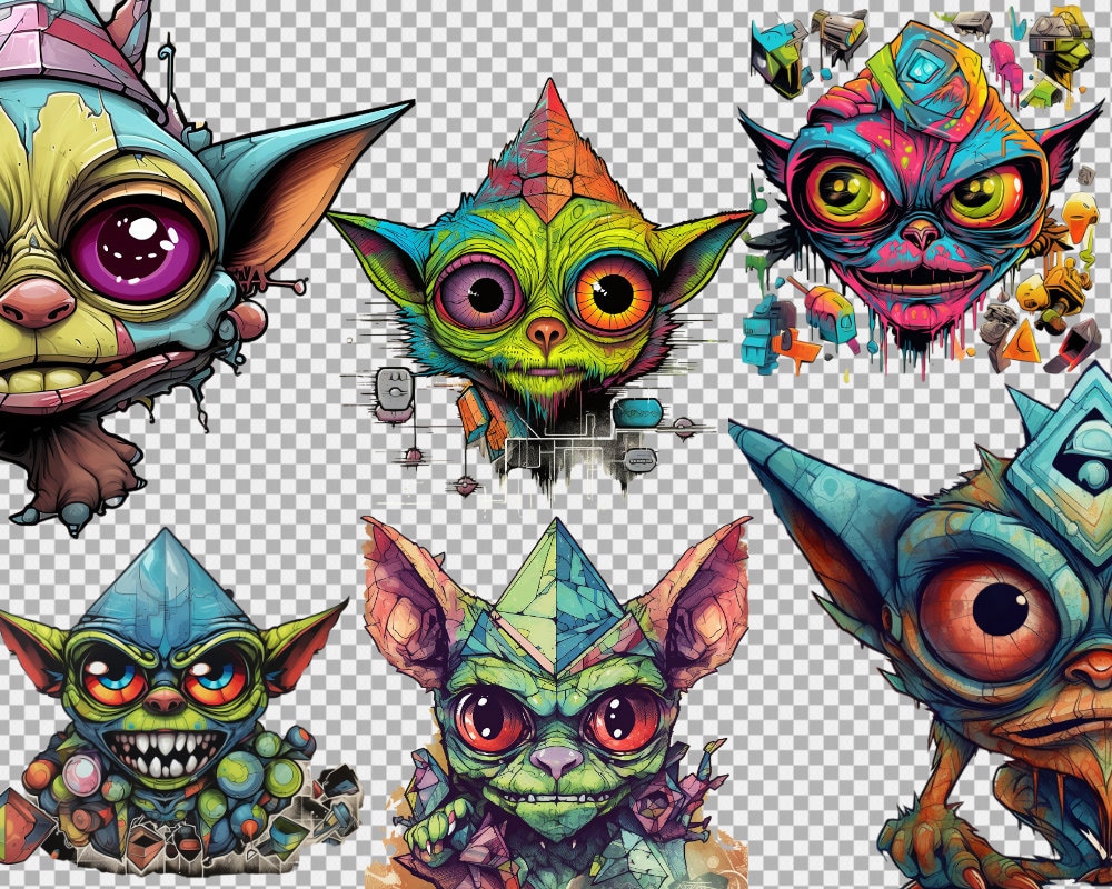 Mythical Creatures Gremlin Clipart Bundle 26 Graffiti Goblin Mischief ...