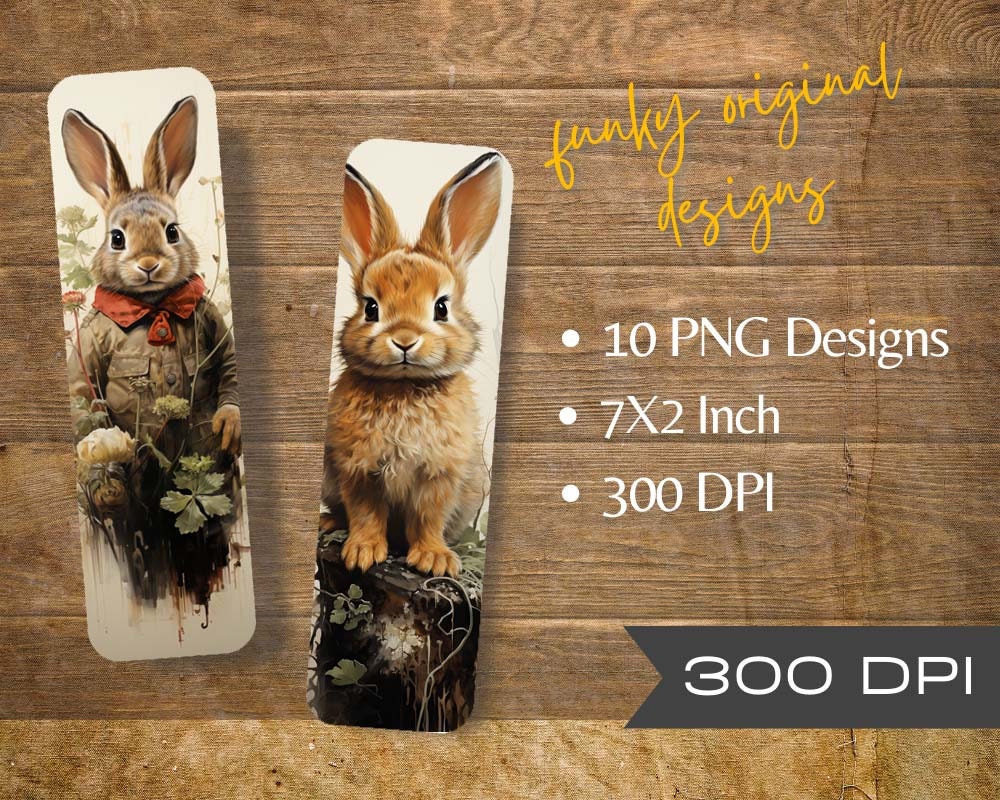 Cute Rabbit Printable Bookmarks Digital Download JPG PNG - Etsy