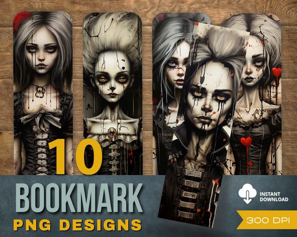 Gothic Printable Bookmarks Digital Download JPG PNG Bookmark - Etsy