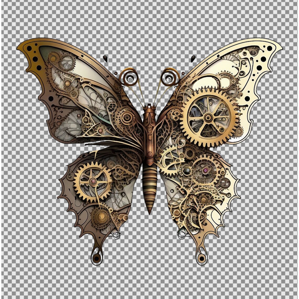 Bundle Steampunk Butterfly Clipart, Steampunk Clipart PNG, Butterfly ...