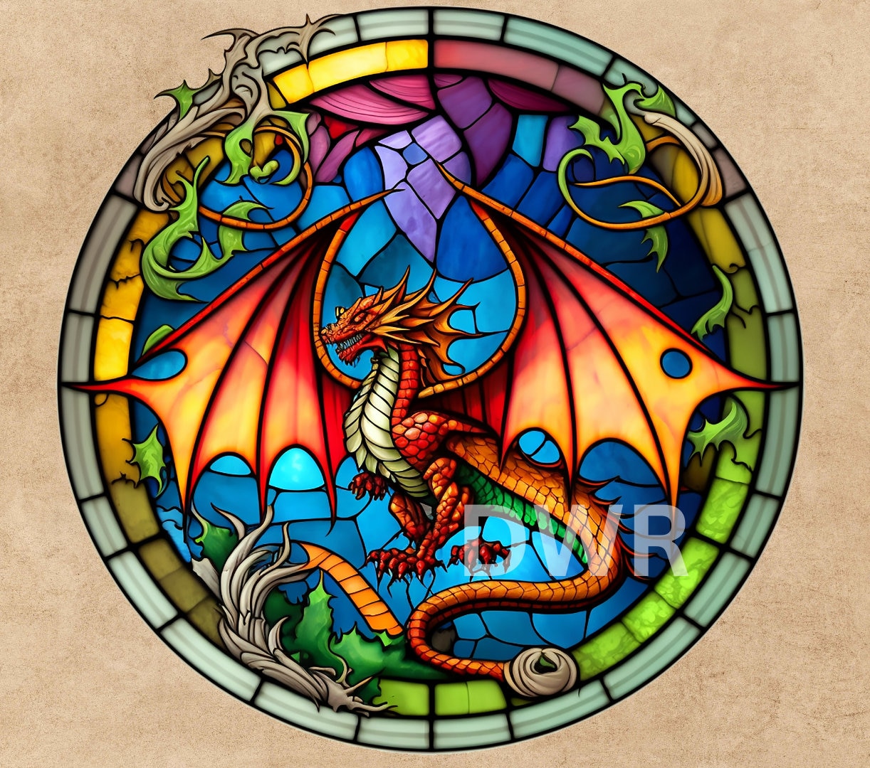 16 Dragons Stained Glass Window Clipart Bundle 16 Dragon - Etsy