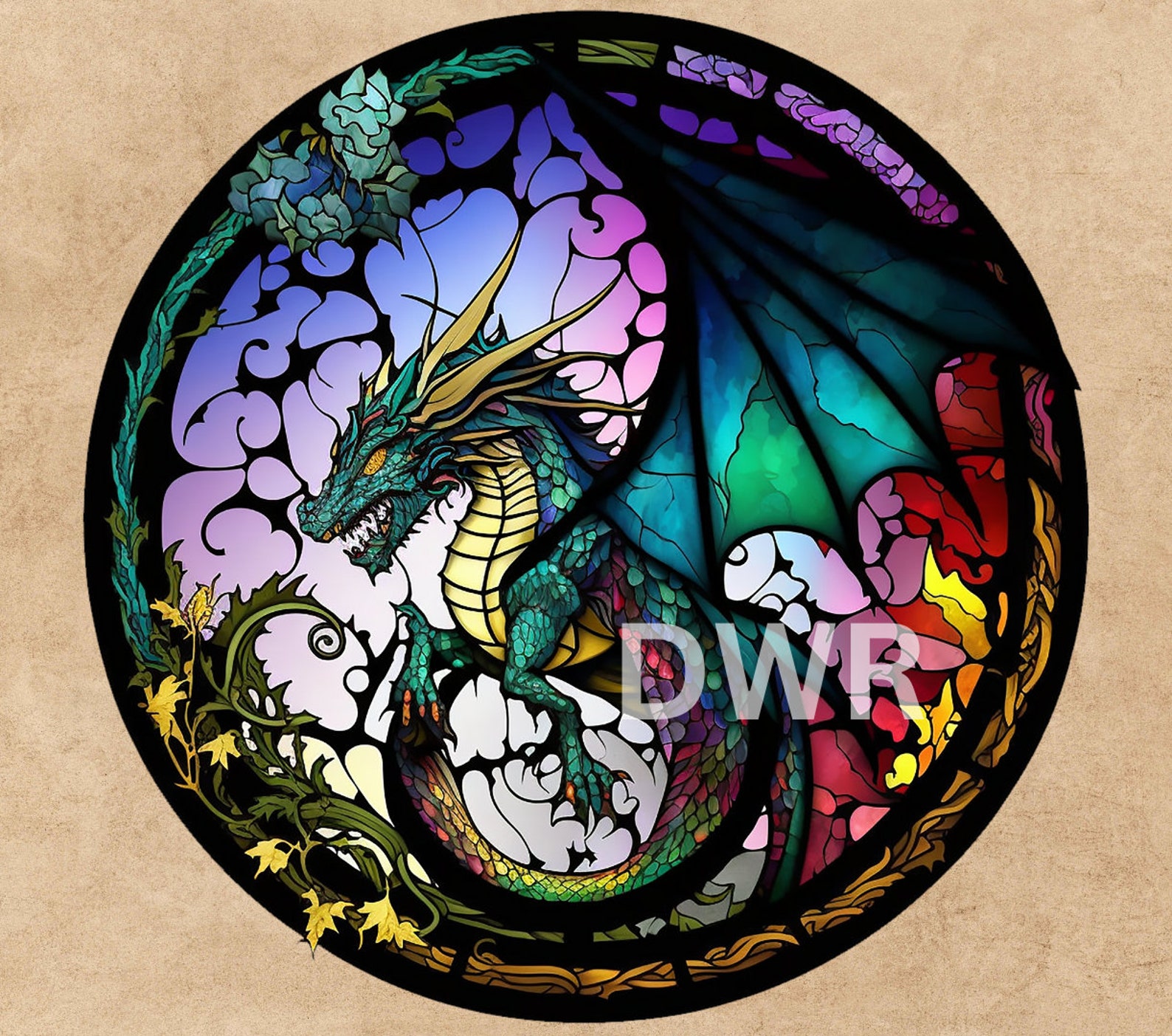 16 Dragons Stained Glass Window Clipart Bundle 16 Dragon - Etsy