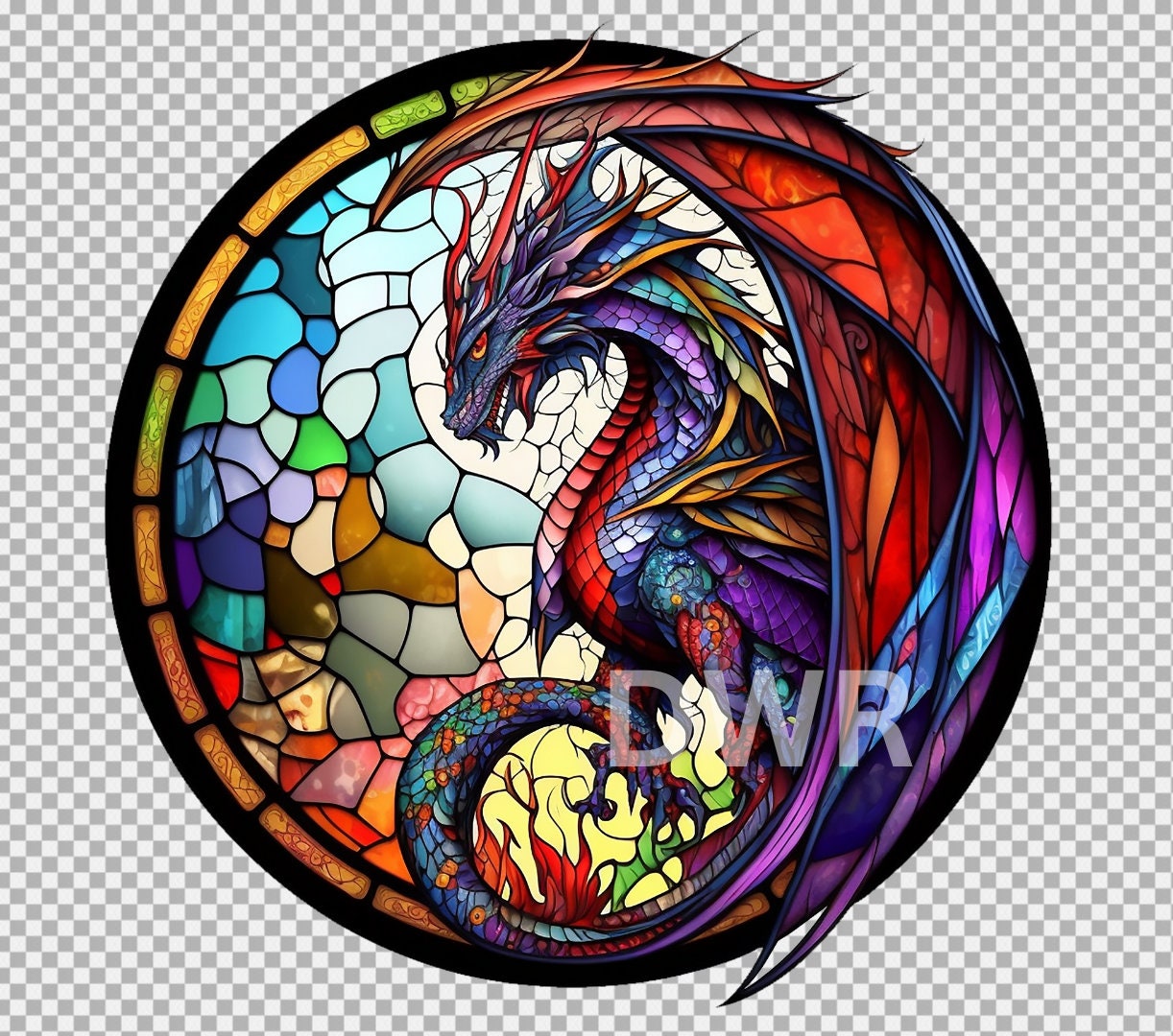 16 Dragons Stained Glass Window Clipart Bundle 16 Dragon - Etsy