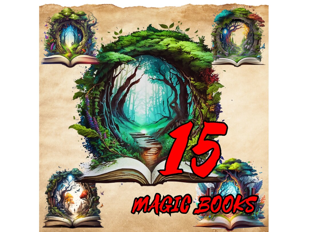 Fantasy Books Portal Clipart, Open Book Clip Art, Book Bundle PNG ...