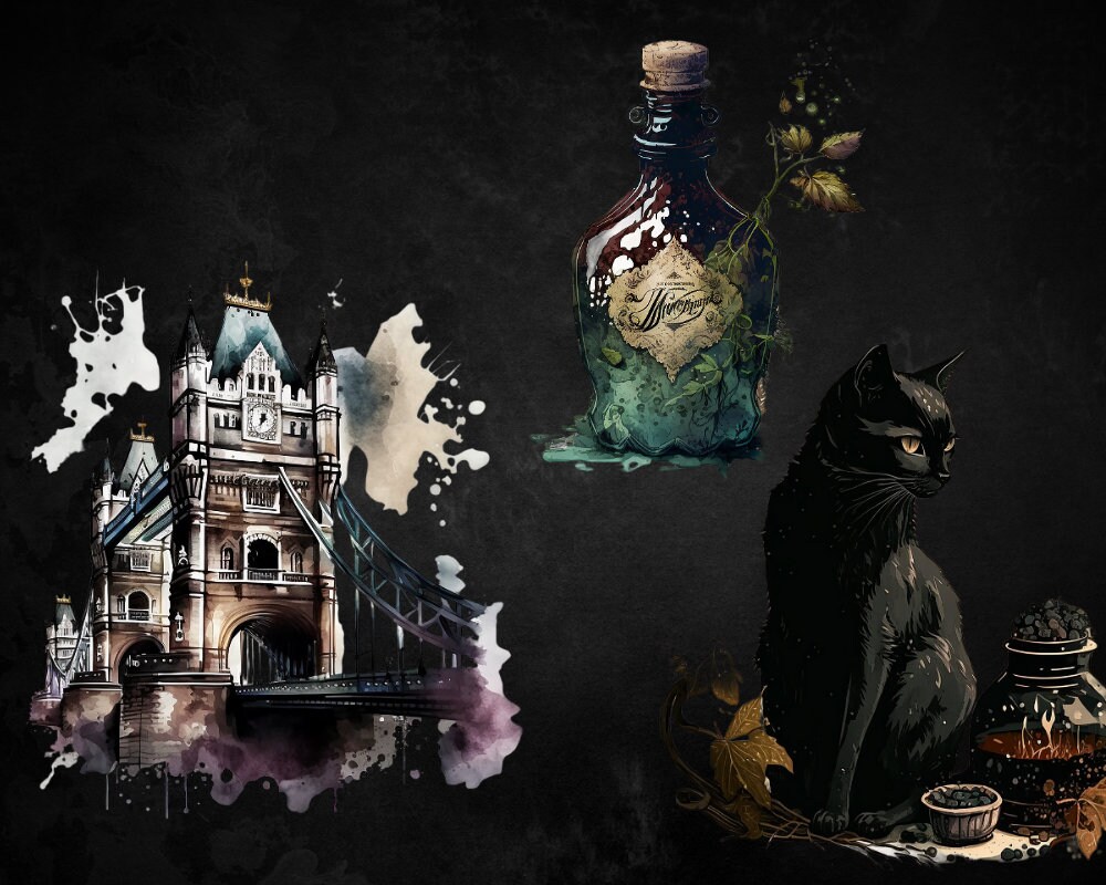 Magic School Bundle Halloween Clipart Witch and Wizard Png Dragons ...