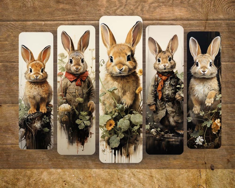 Cute Rabbit Printable Bookmarks Digital Download JPG PNG - Etsy