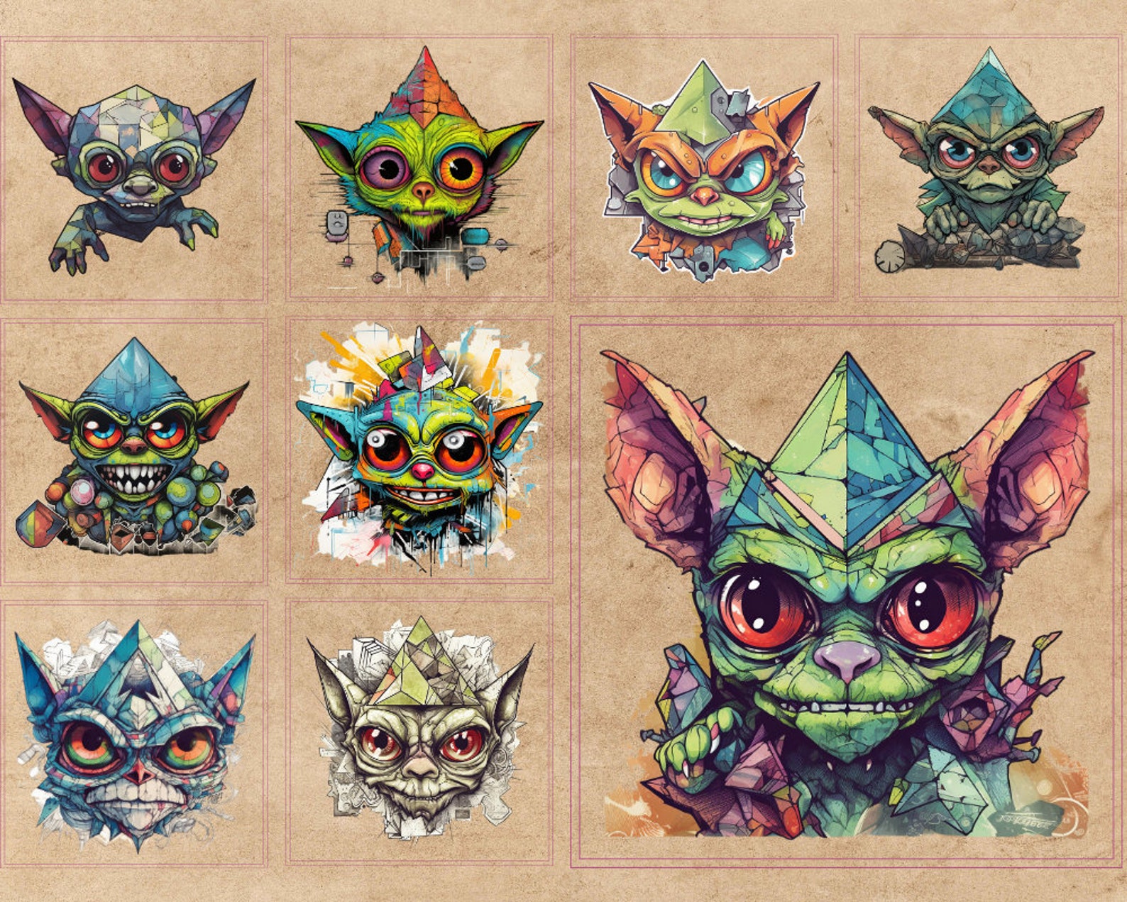 Mythical Creatures Gremlin Clipart Bundle 26 Graffiti Goblin Mischief ...